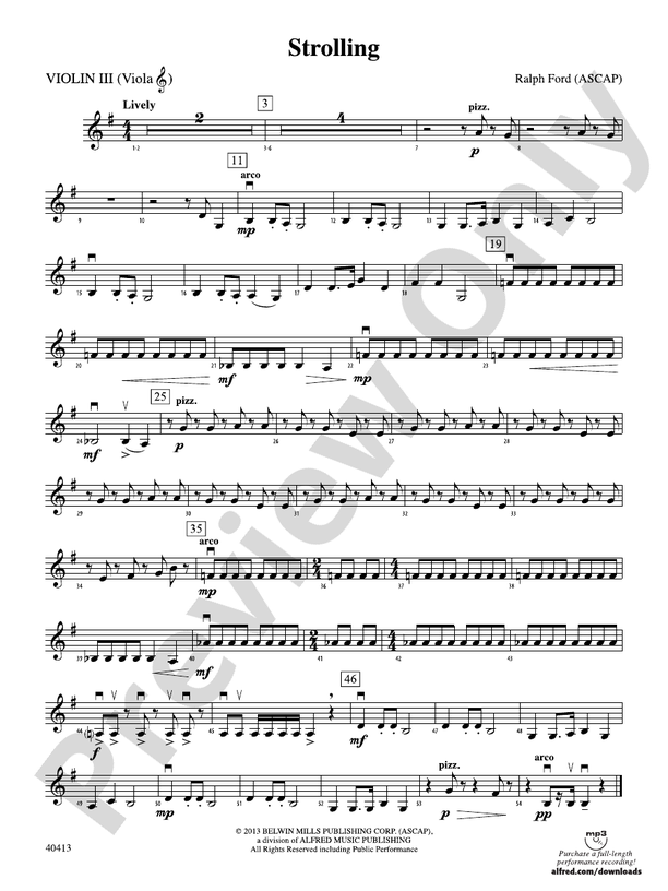 Strolling: 3rd Violin (Viola [TC]): 3rd Violin (Viola [TC]) Part ...