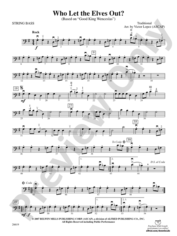 Who Let the Elves Out?: String Bass: String Bass Part - Digital Sheet ...