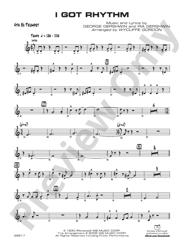 I Got Rhythm: 4th B-flat Trumpet: 4th B-flat Trumpet Part - Digital ...