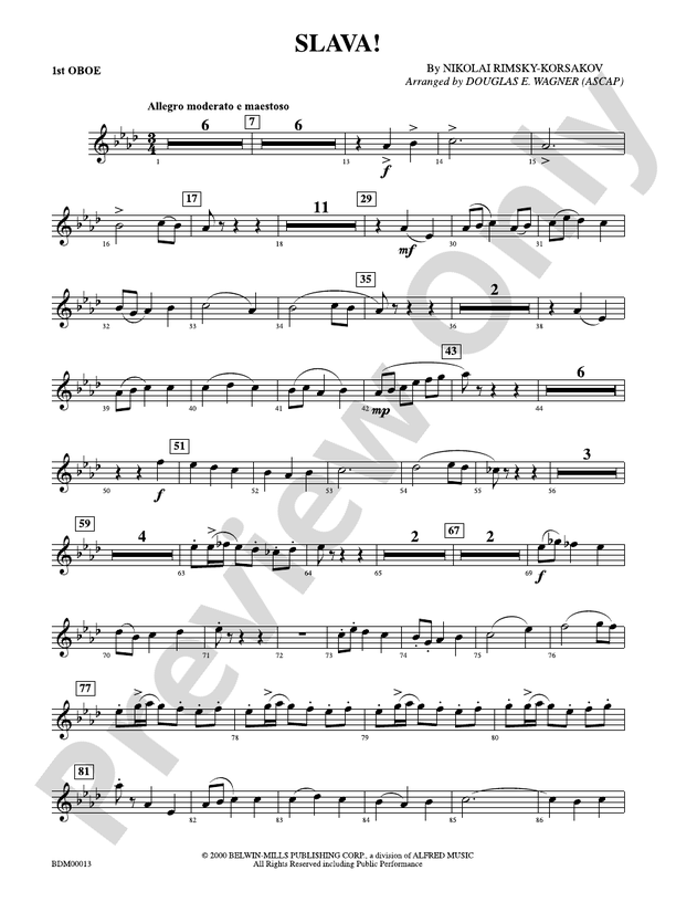 Slava: Oboe: Oboe Part - Digital Sheet Music Download