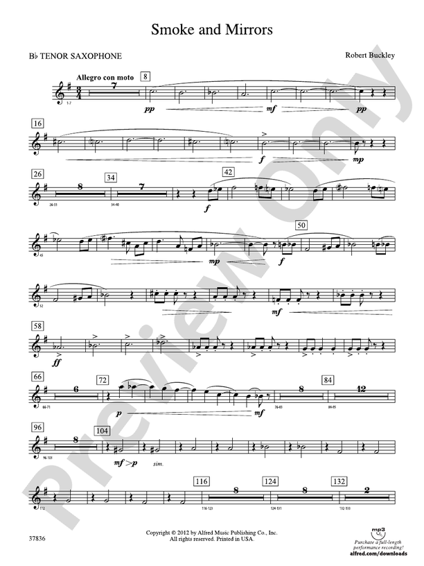 Smoke and Mirrors: B-flat Tenor Saxophone: B-flat Tenor Saxophone Part ...