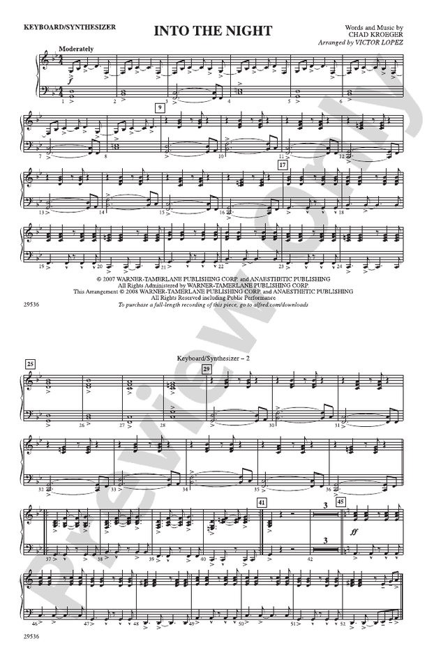Into the Night: Keyboard/Synthesizer: Keyboard/Synthesizer Part - Digital Sheet Music Download