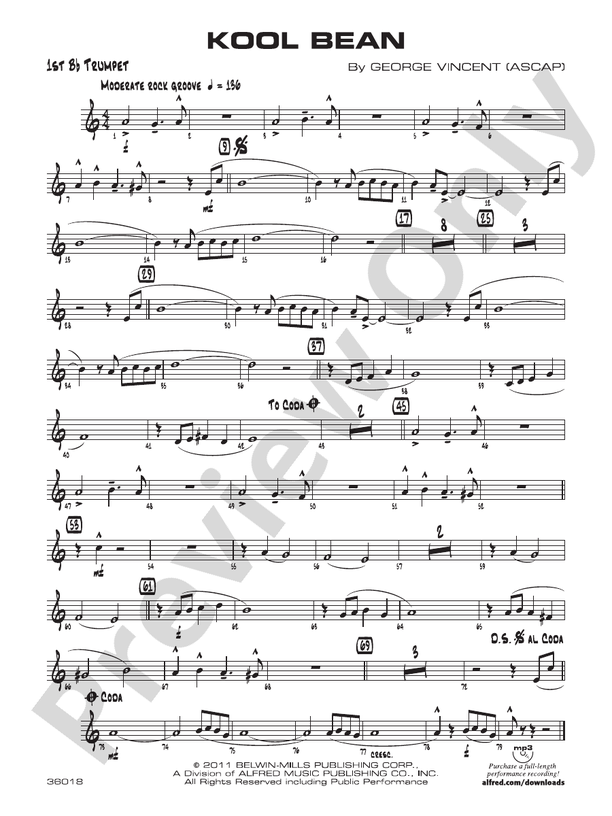 Kool Bean: 1st B-flat Trumpet: 1st B-flat Trumpet Part - Digital Sheet ...