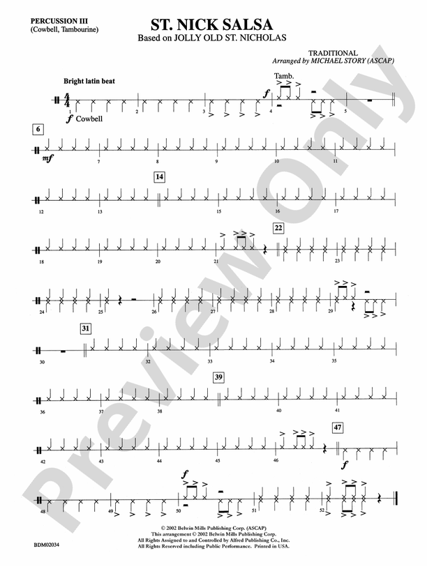 St. Nick Salsa: 3rd Percussion: 3rd Percussion Part - Digital Sheet ...