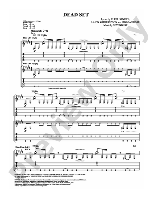 Dead Set: Guitar TAB: Sevendust - Digital Sheet Music Download