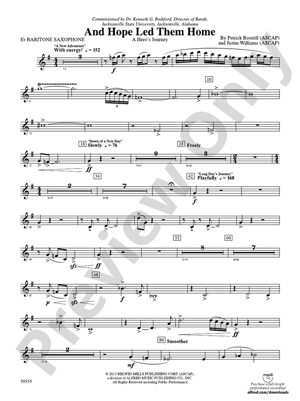 And Hope Led Them Home: E-flat Baritone Saxophone: E-flat Baritone Saxophone Part - Digital ...