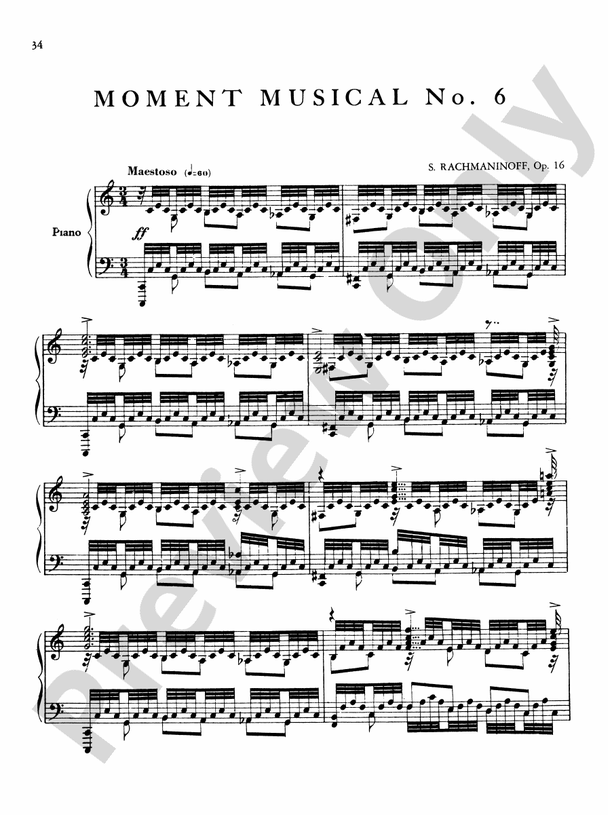 Rachmaninoff: Moments Musicaux, Op. 16: No. 6 in C Major Part - Digital Sheet Music Download