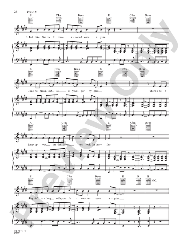 Big Top: Piano/Vocal/Guitar: Jimmy Buffett - Digital Sheet Music Download