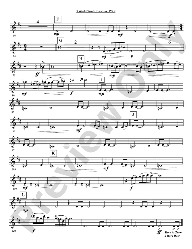 Three World Winds: E-flat Baritone Saxophone: E-flat Baritone Saxophone Part - Digital Sheet ...