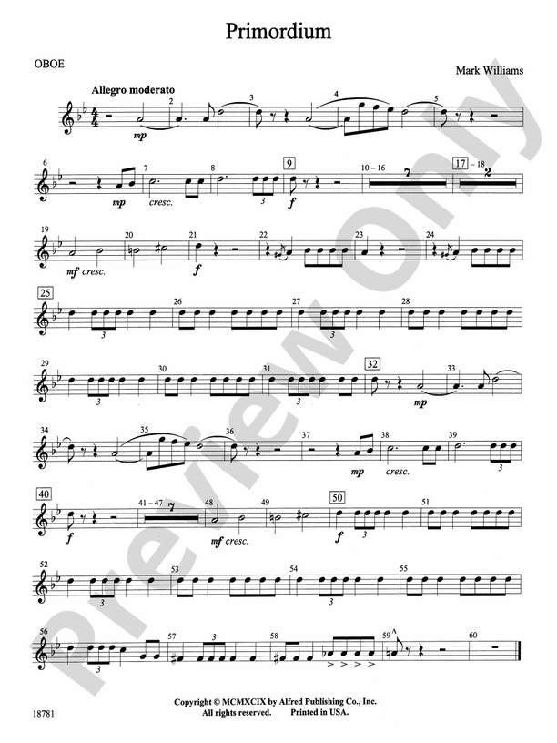 Primordium: Oboe: Oboe Part - Digital Sheet Music Download