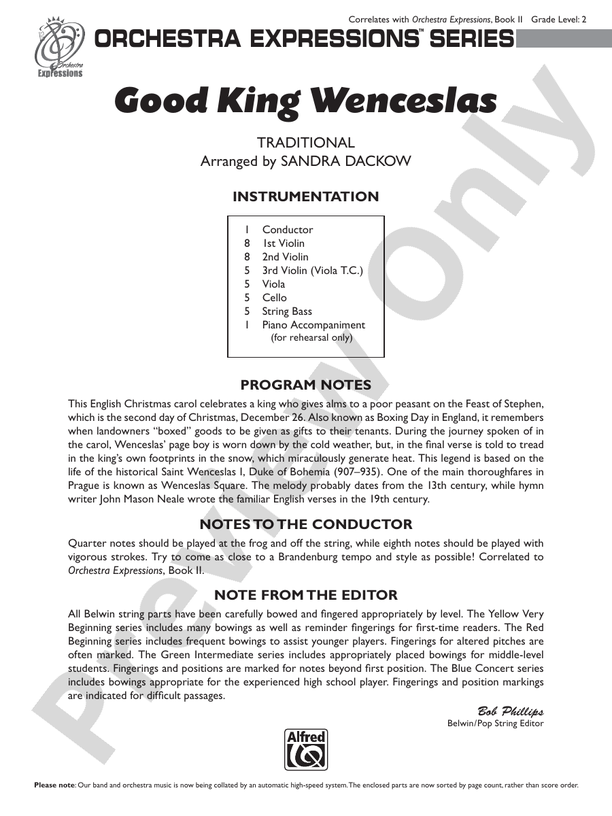 Good King Wenceslas: Score: String Orchestra Score - Digital Sheet ...
