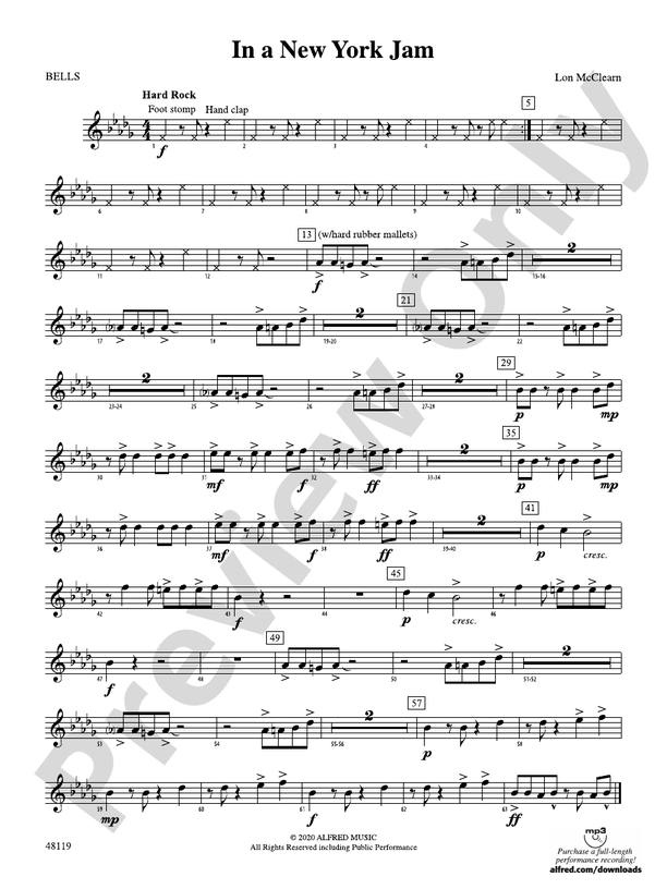In a New York Jam: Bells: Bells Part - Digital Sheet Music Download
