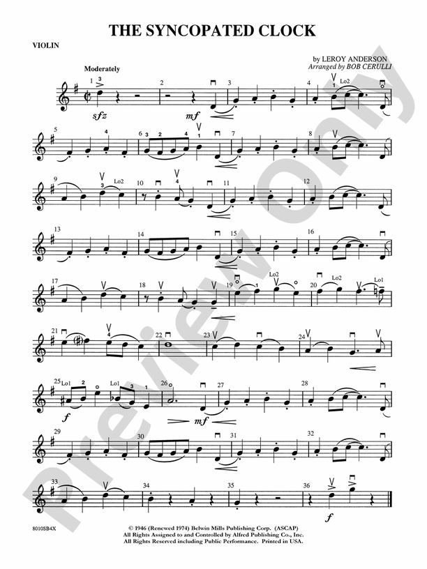 The Syncopated Clock: 1st Violin: 1st Violin Part - Digital Sheet Music ...