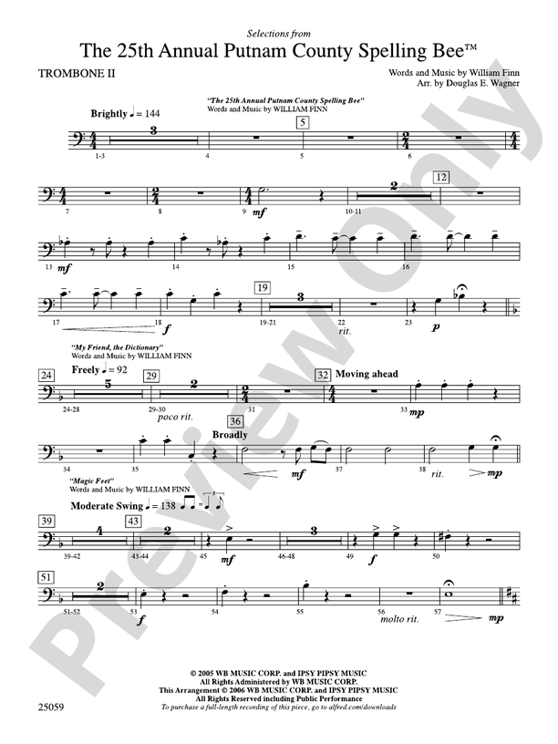 The 25th Annual Putnam County Spelling Bee,™ Selections from: 2nd ...