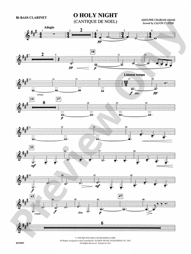 O Holy Night: B-flat Bass Clarinet: B-flat Bass Clarinet Part - Digital ...