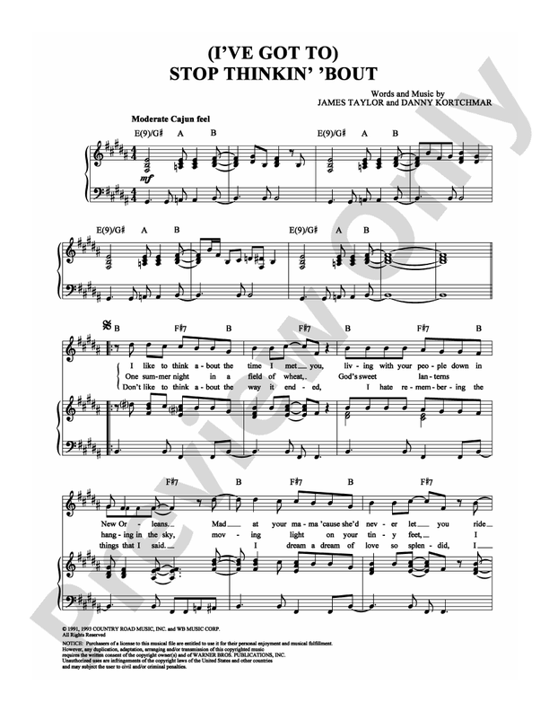 (I've Got To) Stop Thinkin' 'Bout: Piano/Vocal/Chords: James Taylor ...