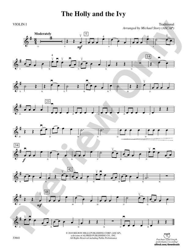 The Holly and the Ivy: 1st Violin: 1st Violin Part - Digital Sheet ...