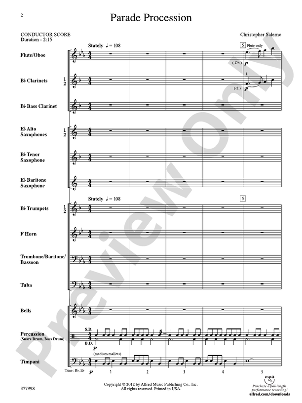 Parade Procession: Concert Band Conductor Score & Parts: Christopher Salerno - Digital Sheet ...