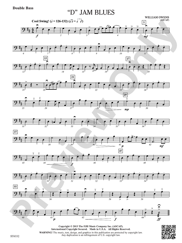 D Jam Blues: Double Bass: Double Bass Part: William Owens - Digital ...