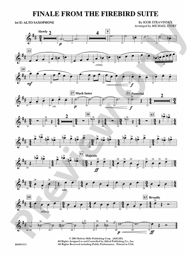Finale from The Firebird Suite: E-flat Alto Saxophone: E-flat Alto Saxophone Part - Digital ...