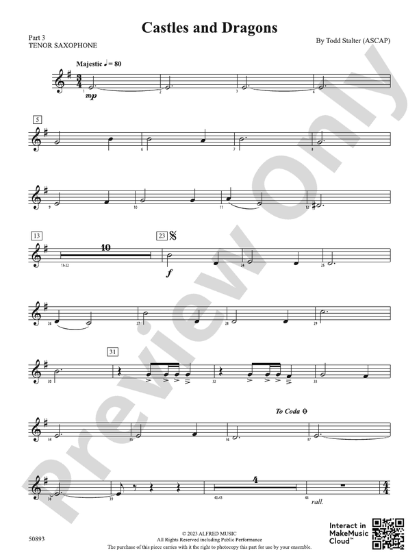 Castles and Dragons: Part 3 - Tenor Saxophone: Part 3 - Tenor Saxophone ...