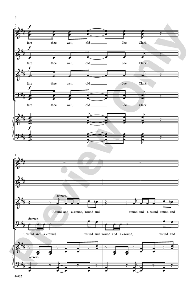 Old Joe Clark: SATB Choral Octavo - Digital Sheet Music Download