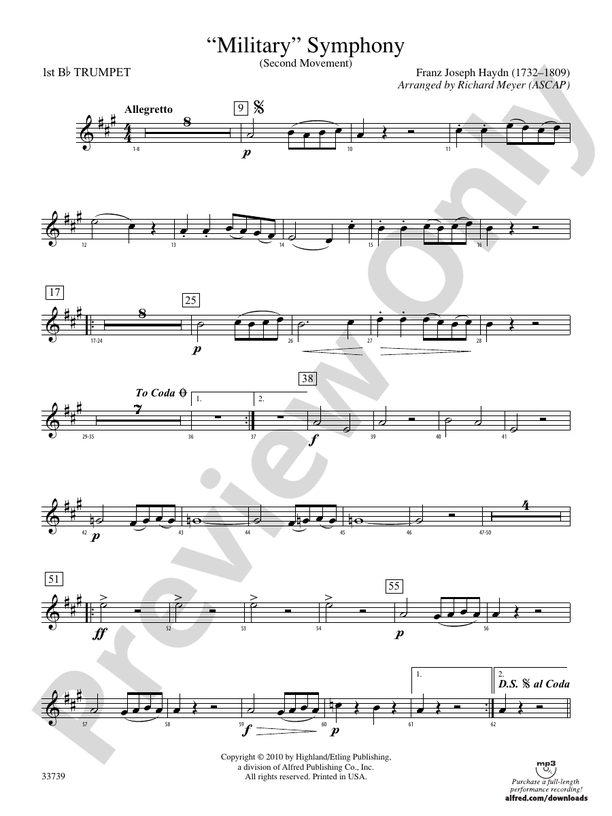 "Military" Symphony: 1st B-flat Trumpet: 1st B-flat Trumpet Part ...