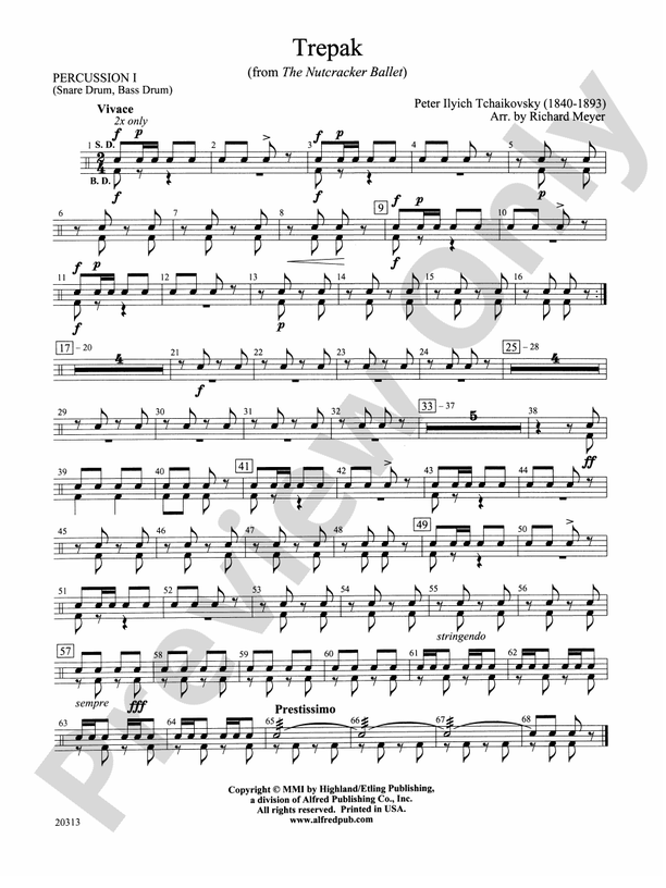 Trepak from The Nutcracker Ballet: 1st Percussion: 1st Percussion Part ...