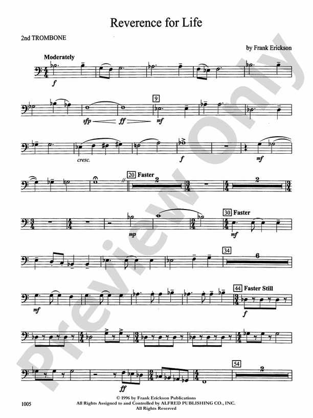 Reverence for Life: 2nd Trombone: 2nd Trombone Part - Digital Sheet Music Download