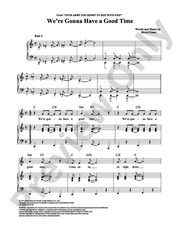 We're Gonna Have a Good Time: Piano/Vocal/Chords: Micki Grant - Digital ...