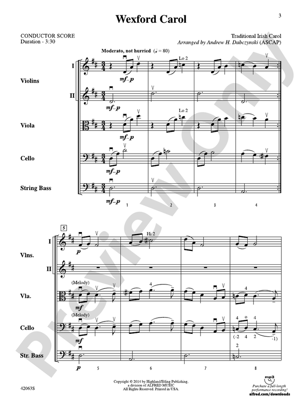 Wexford Carol: String Orchestra Conductor Score & Parts - Digital Sheet ...