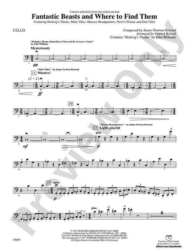 Fantastic Beasts and Where to Find Them: Cello: Cello Part - Digital ...
