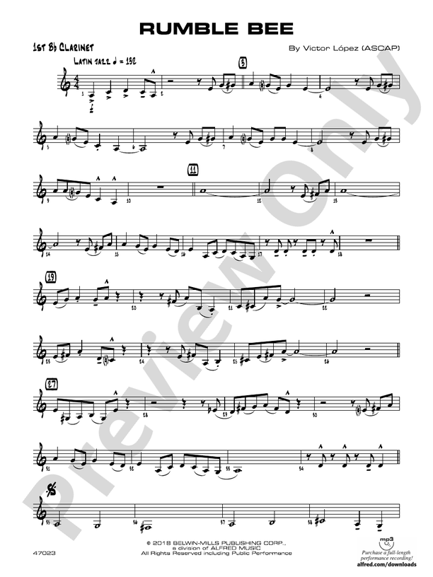 Rumble Bee: 1st B-flat Clarinet: 1st B-flat Clarinet Part - Digital ...