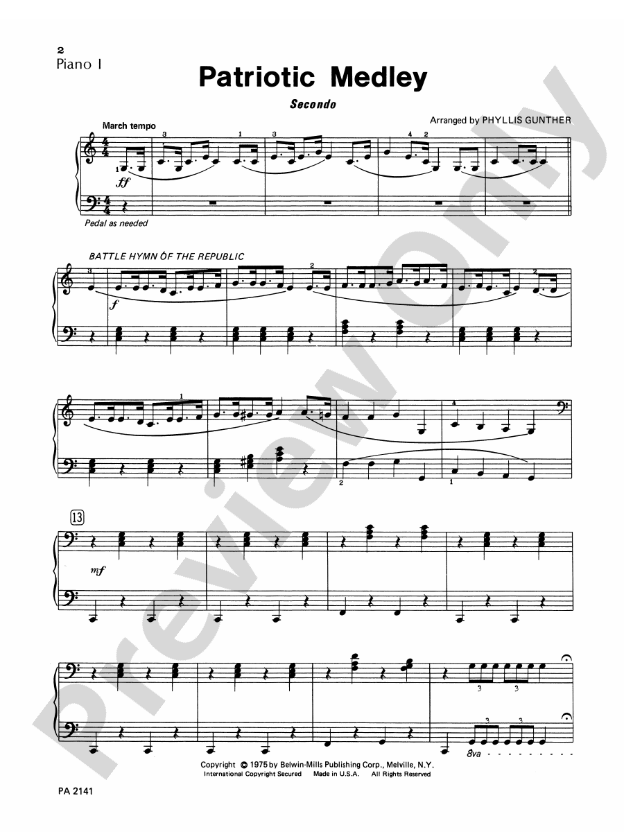 Patriotic Medley - Piano Quartet (2 Pianos, 8 Hands): Piano - Digital ...