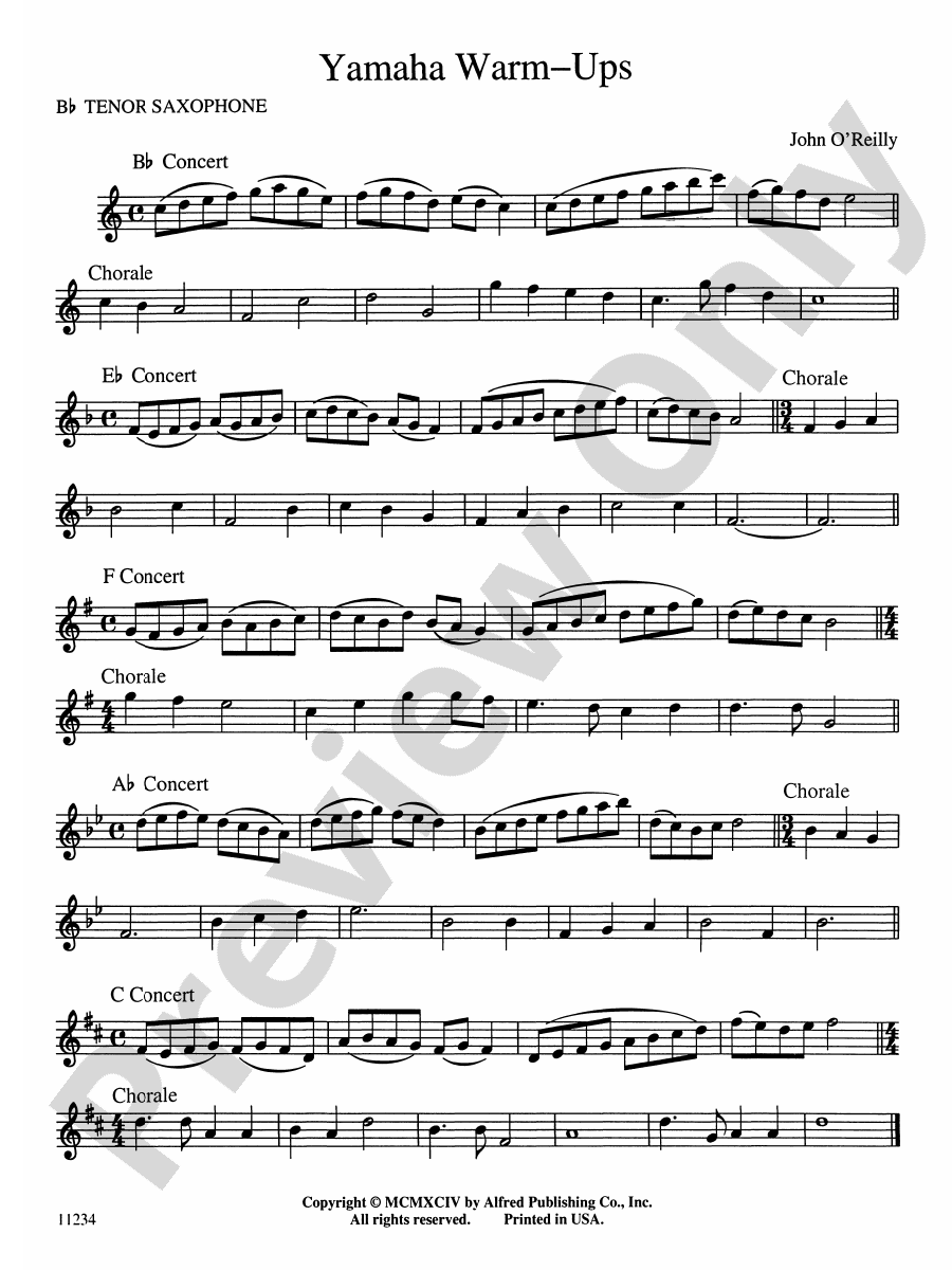 Yamaha Warm-Ups: B-flat Tenor Saxophone: B-flat Tenor Saxophone Part ...