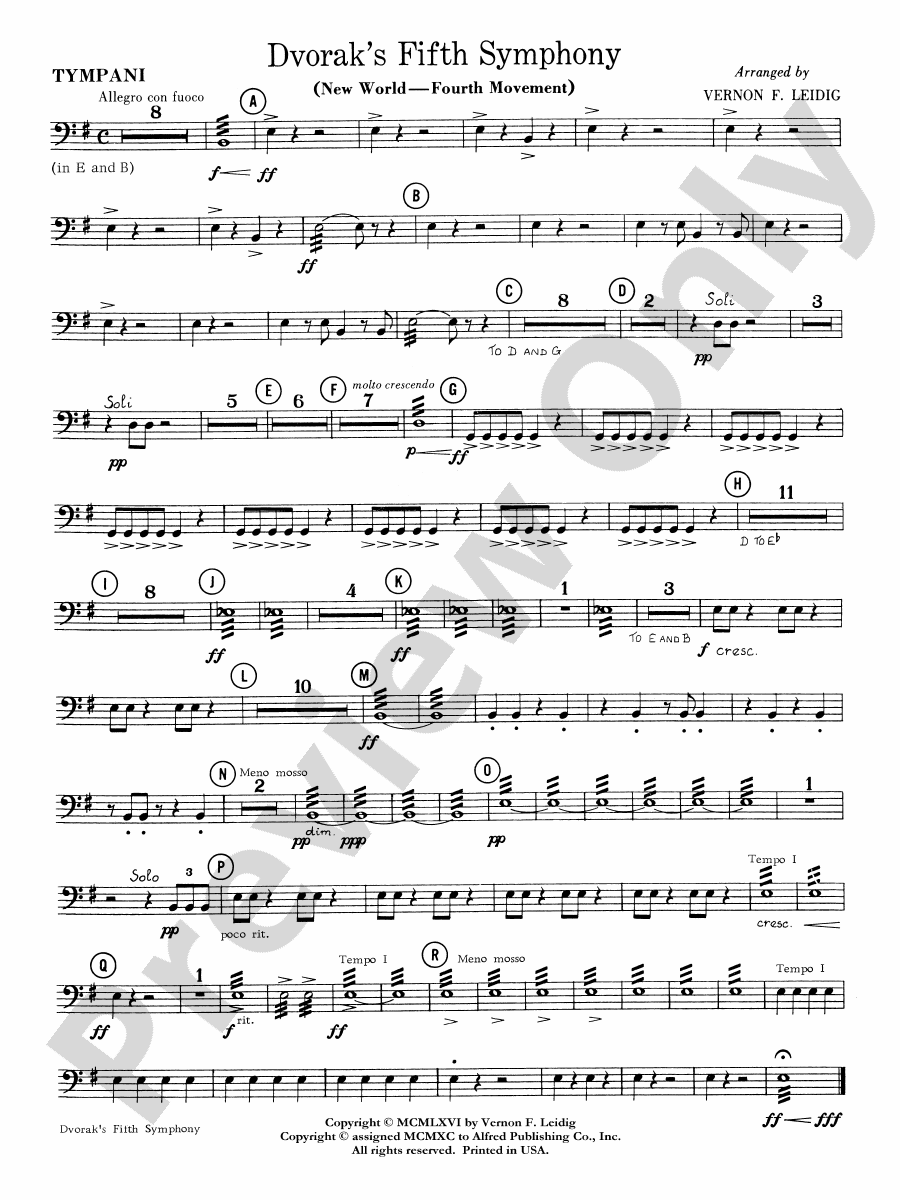 Dvorák's 5th Symphony ("New World," 4th Movement): Timpani: Timpani Part - Digital Sheet Music ...