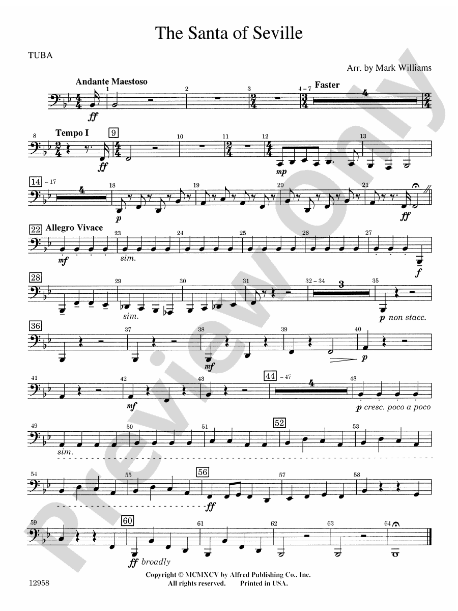 The Santa of Seville: Tuba: Tuba Part - Digital Sheet Music Download