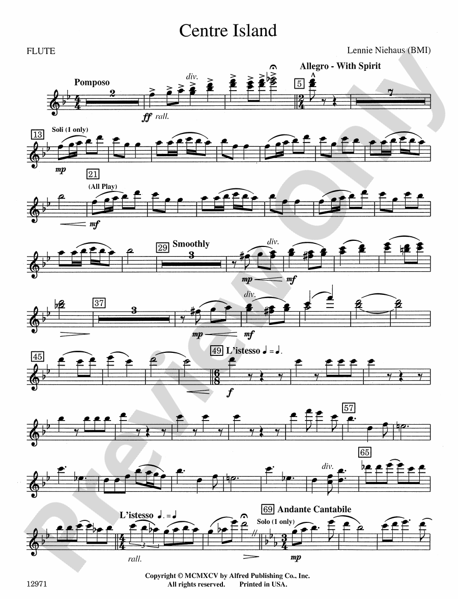 Centre Island: Flute: Flute Part - Digital Sheet Music Download