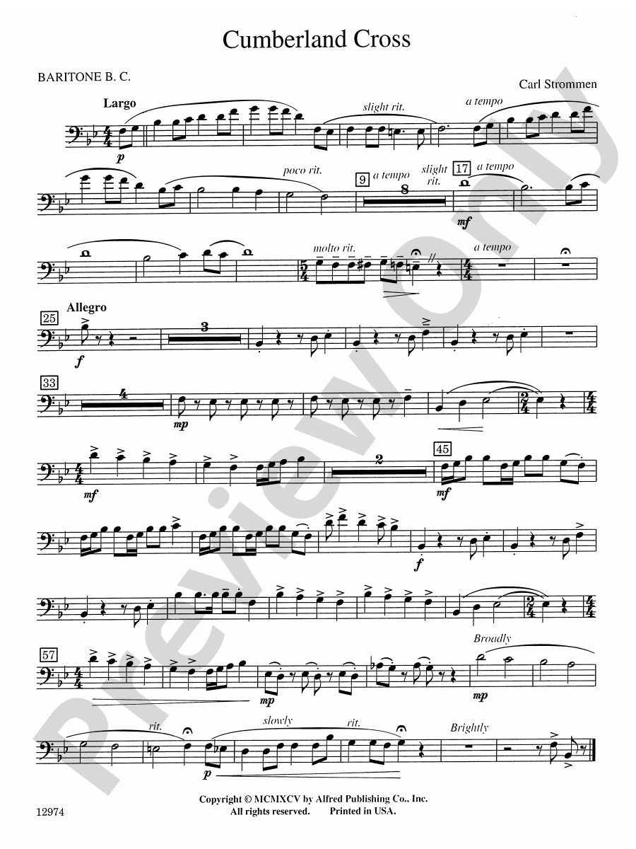 Cumberland Cross: Baritone B.C.: Baritone B.C. Part - Digital Sheet ...