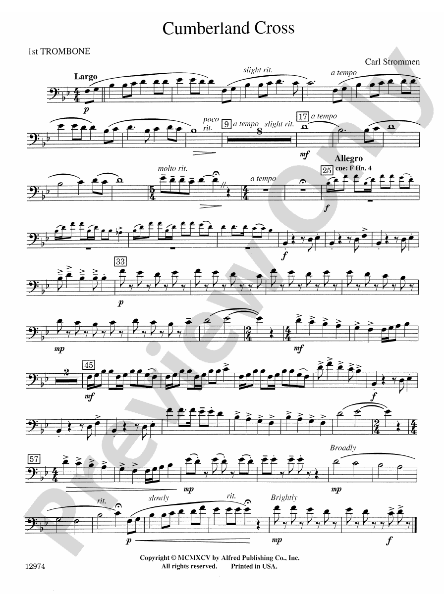 Cumberland Cross: 1st Trombone: 1st Trombone Part - Digital Sheet Music ...