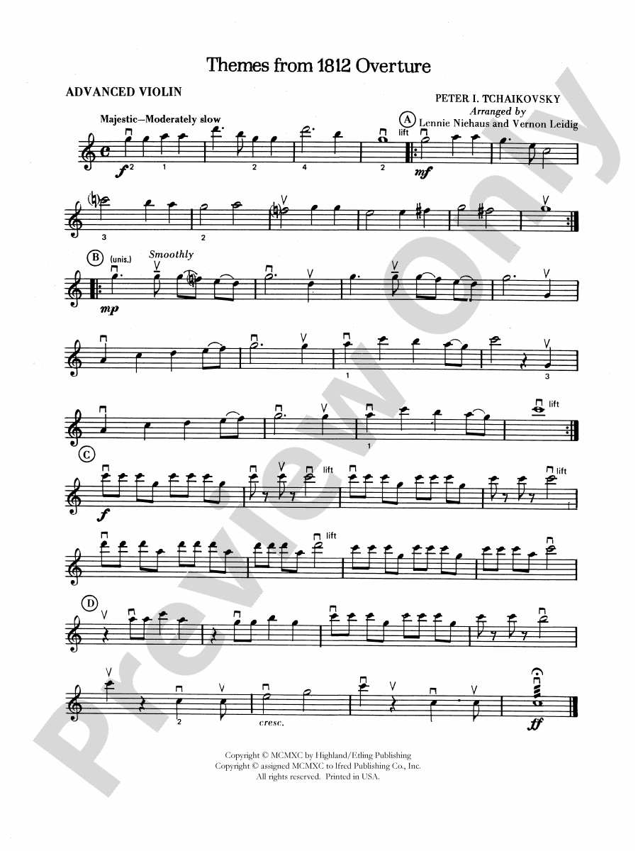 Themes from the 1812 Overture: Advanced Violin: Advanced Violin Part - Digital Sheet Music Download