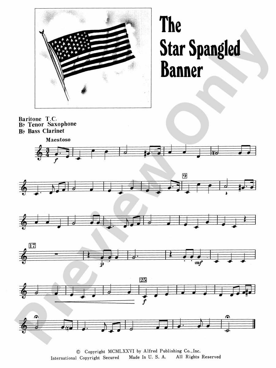 The Star Spangled Banner: Baritone T.C.: Baritone T.C. Part - Digital ...