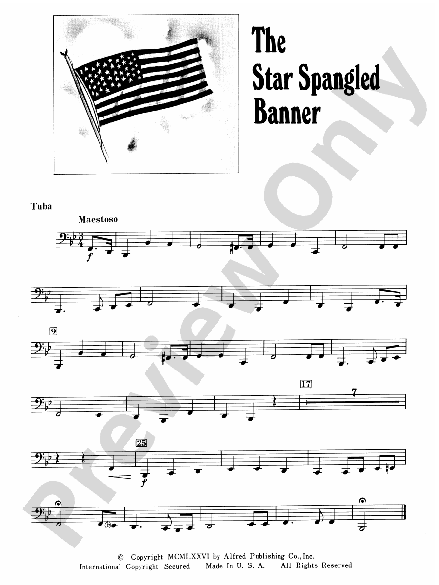 The Star Spangled Banner: Tuba: Tuba Part - Digital Sheet Music Download