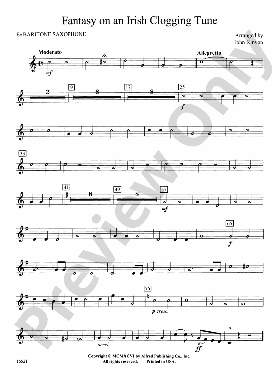 Fantasy on an Irish Clogging Tune: E-flat Baritone Saxophone: E-flat ...
