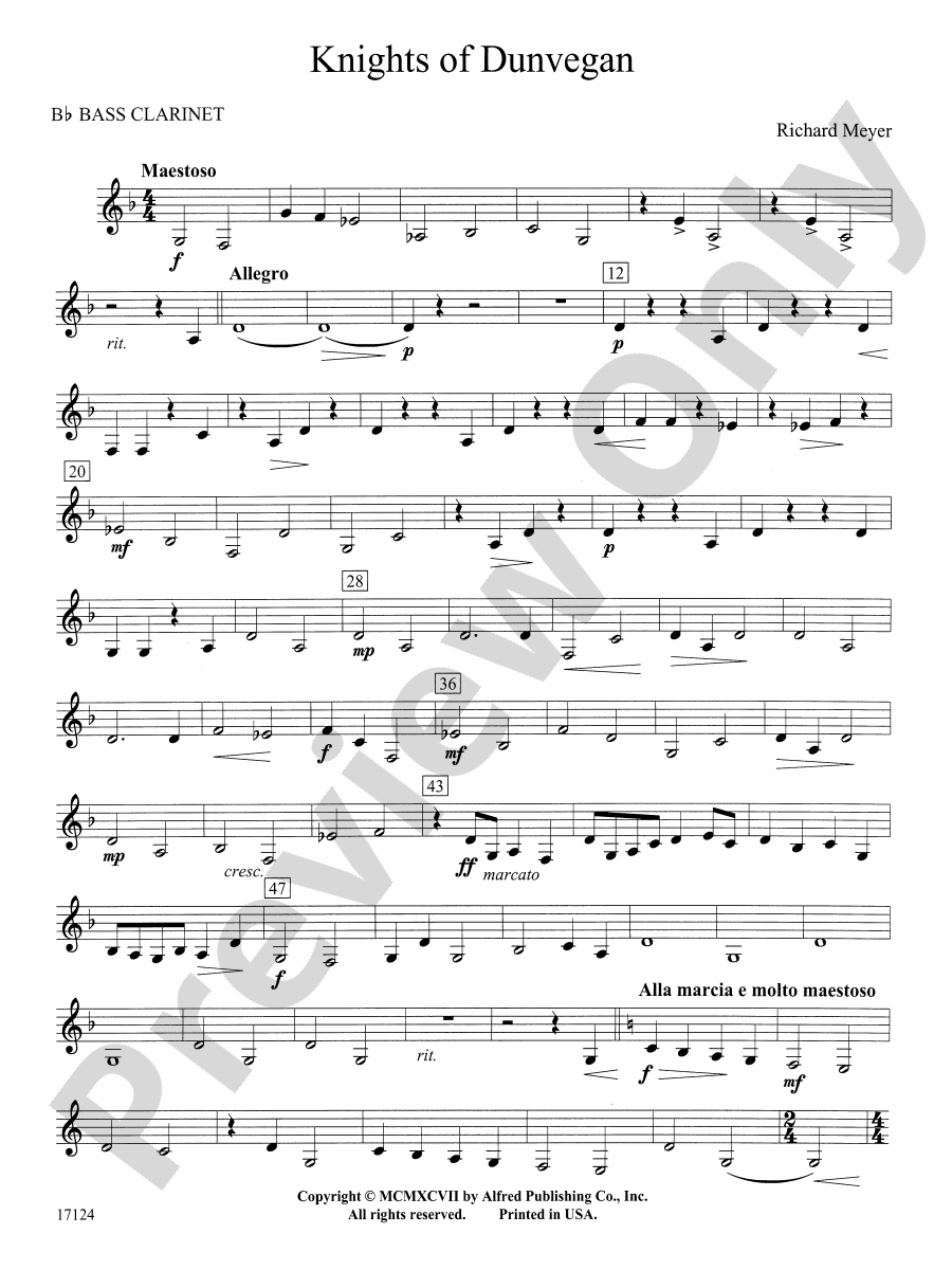 Knights of Dunvegan: B-flat Bass Clarinet: B-flat Bass Clarinet Part - Digital Sheet Music Download
