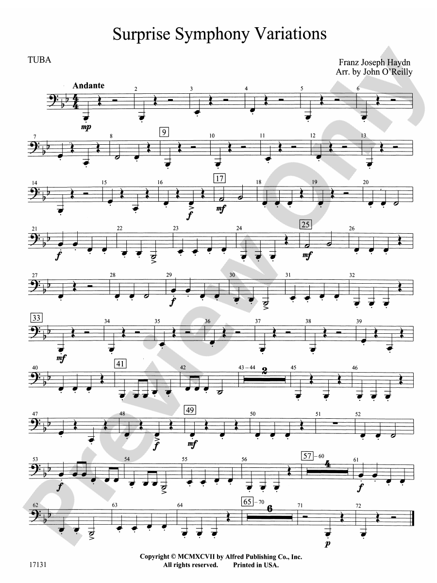 Surprise Symphony Variations: Tuba: Tuba Part - Digital Sheet Music ...