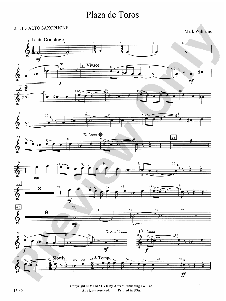Plaza de Toros: 2nd E-flat Alto Saxophone: 2nd E-flat Alto Saxophone ...