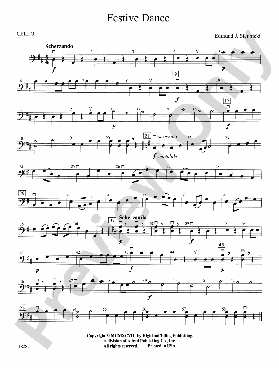 Festive Dance: Cello: Cello Part - Digital Sheet Music Download