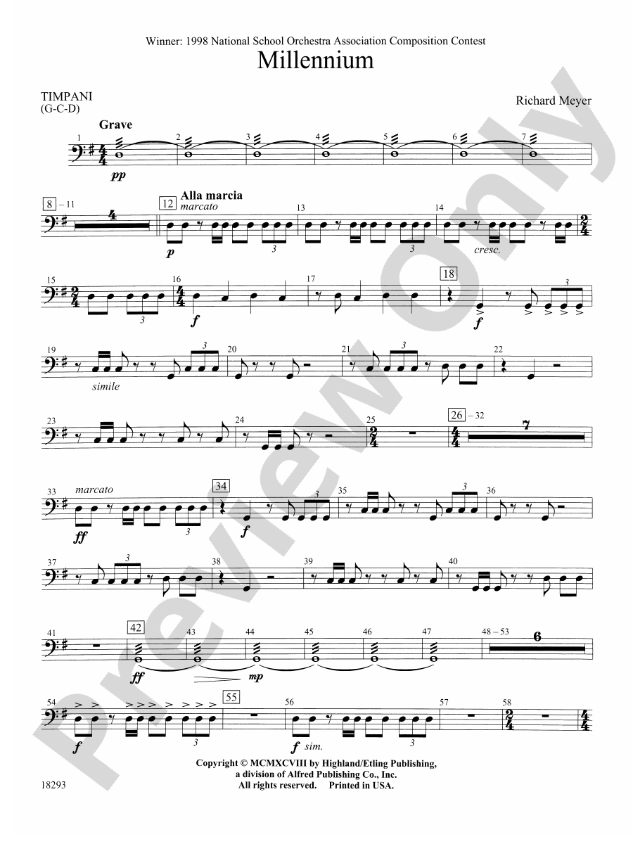 Millennium: Timpani: Timpani Part - Digital Sheet Music Download