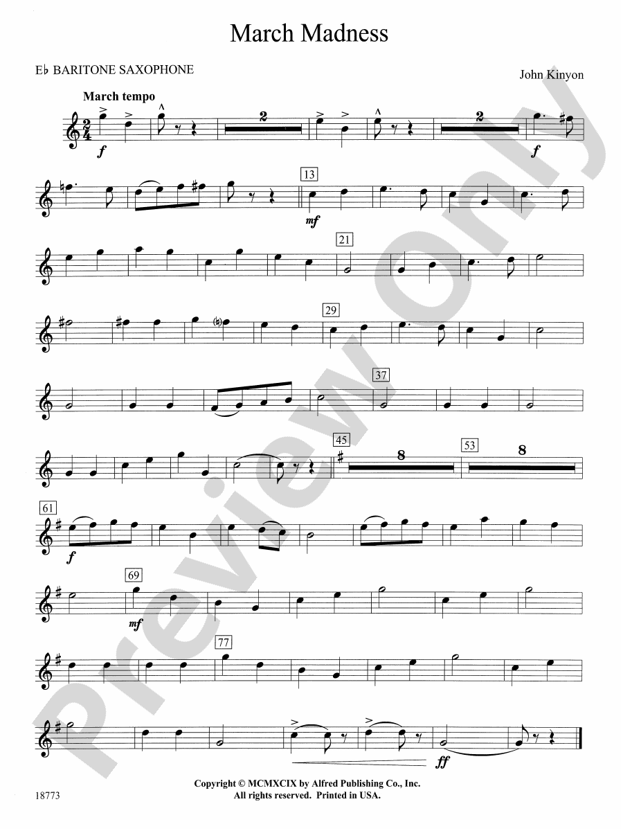 March Madness: E-flat Baritone Saxophone: E-flat Baritone Saxophone ...